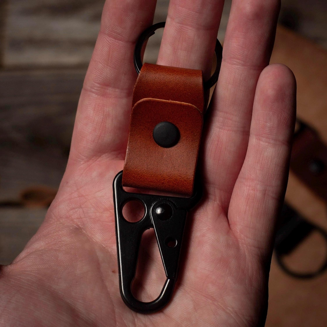 Leather Keychain, Minimalist EDC Leather Keychain Clip, Italian Leather ...