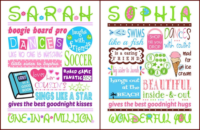Sisters Printable, Personalized Sibling Wall Art, Instant Download ...