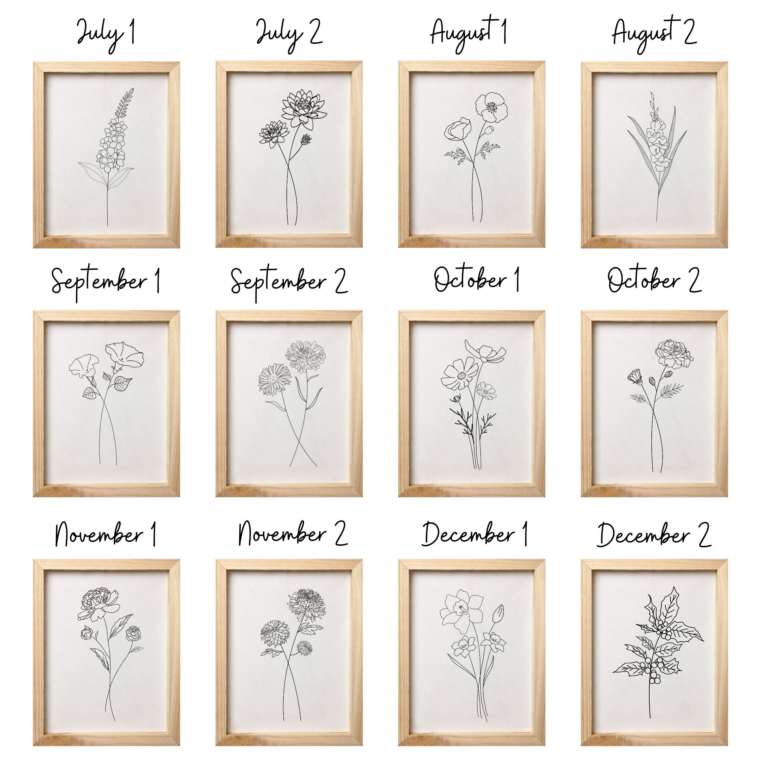 DIGITAL Custom Birth Flower Tattoo Bouquet up to 2 Flowers Family Birth ...