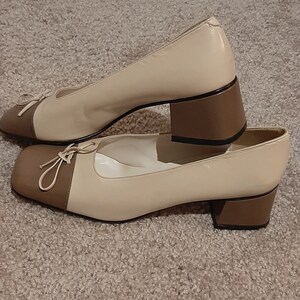 1970s 80s Womens CW Leather 2 Tone Pumps Size 7 B/ Vtg Womens Beige ...
