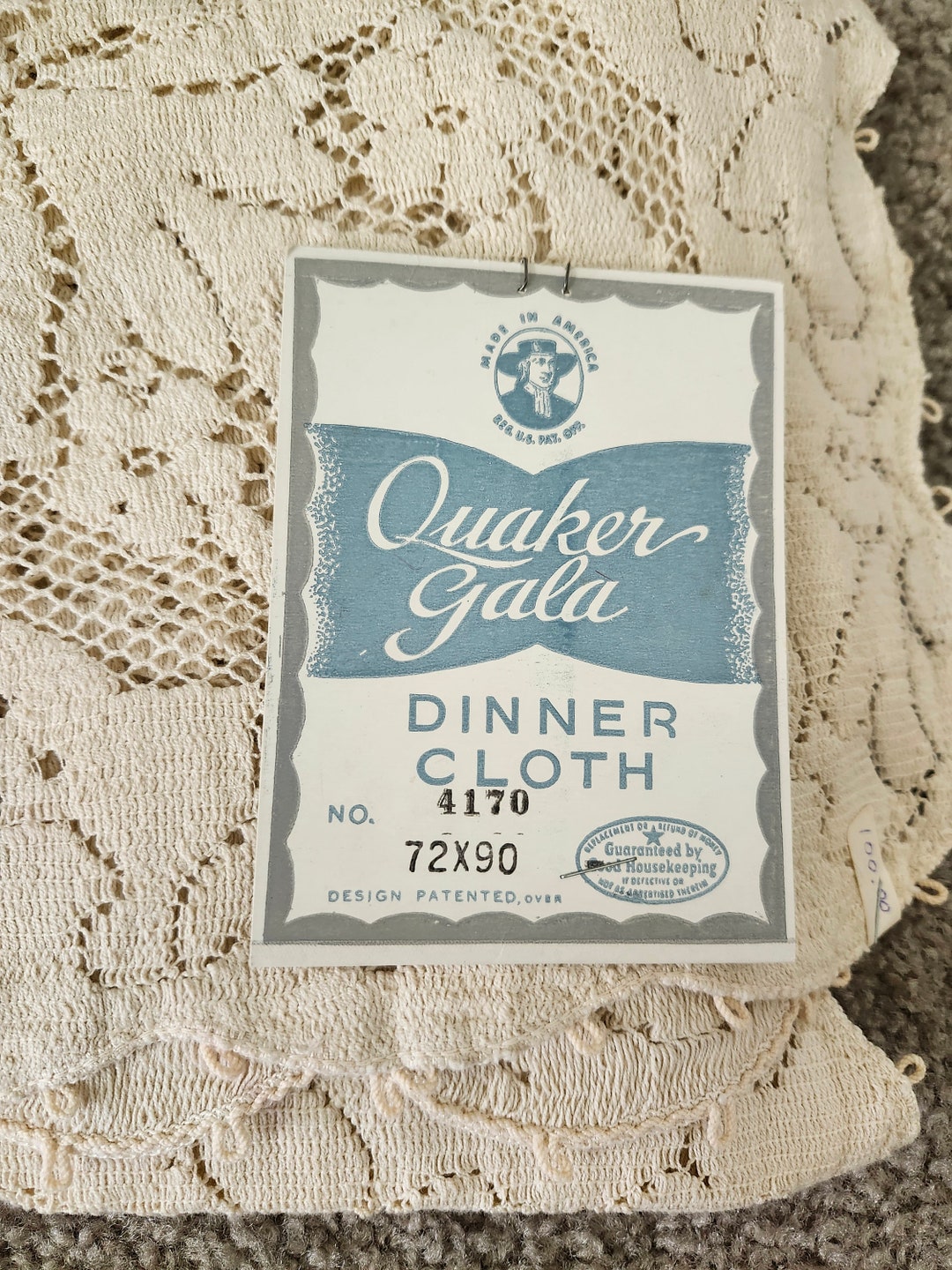 1940s-50s NOS Quaker Gala Dinner Cloth 72x90/ivory/ecru Lace ...