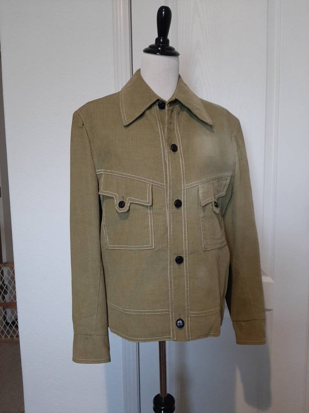 1970s Mens Fall Avocado Green Brad Whitney Lined Corduroy Jacket Size ...