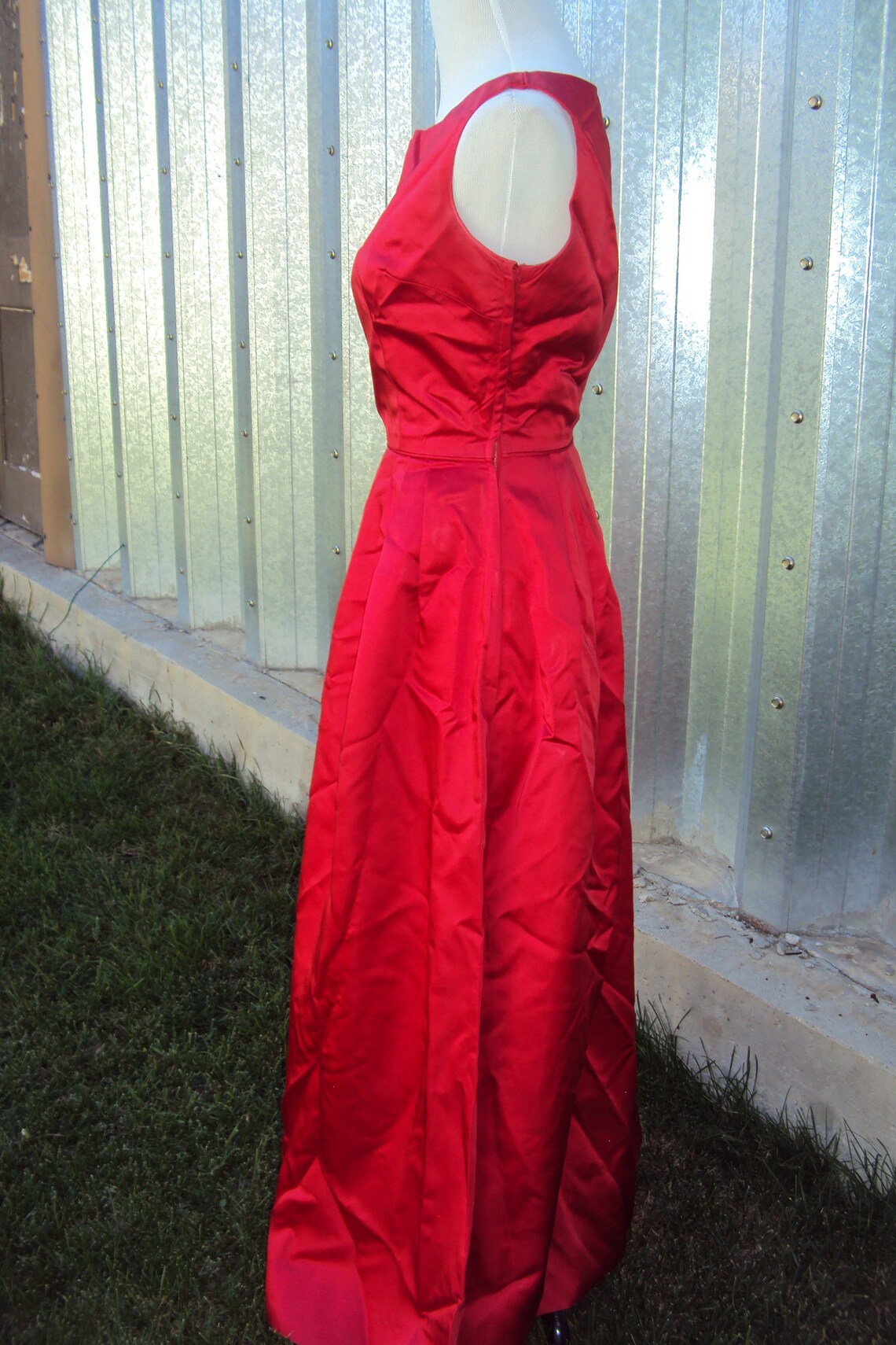 1960s Womens Red Satin Bridesmaid/homecoming/party/holiday Formal Dress ...
