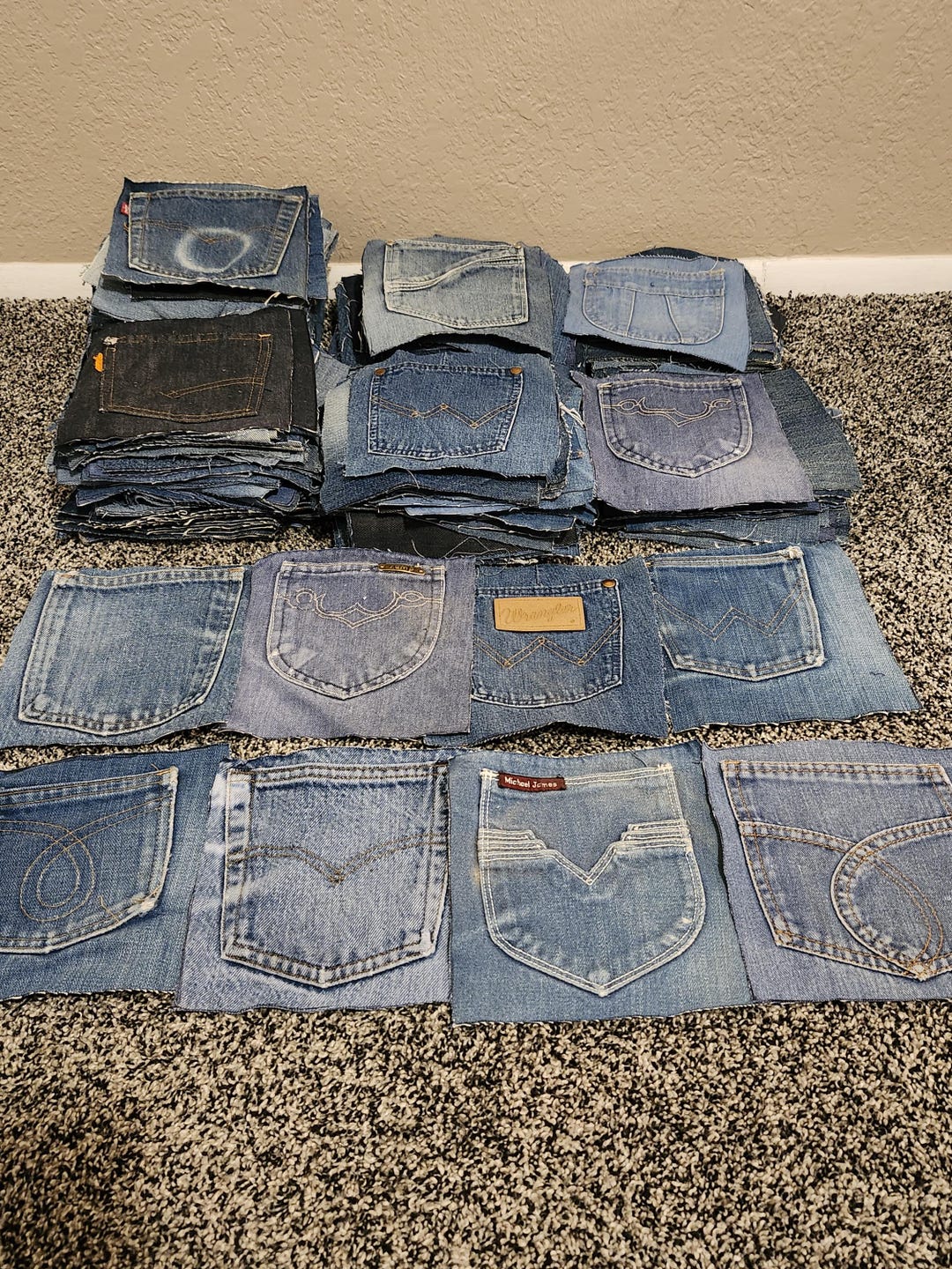 Estate Sale 6.5"square Denim Craft Bundle/425 Denim Squares 6.5"/all ...
