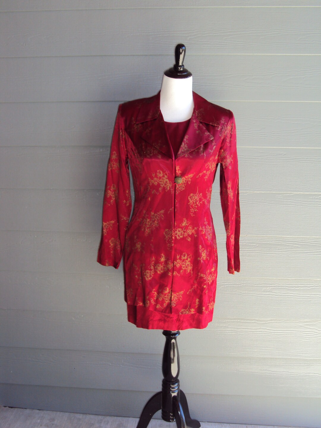 1980s-90s Womens Dawn Joy Fashions Red/gold Asian Style Jacket/mini ...