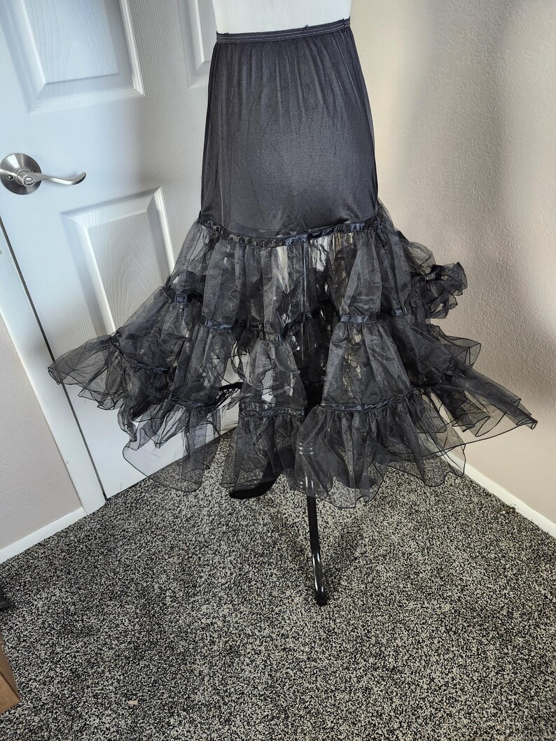 Mid Century Black Nylon and Crinoline Elastic Waist Can-can/crinoline ...