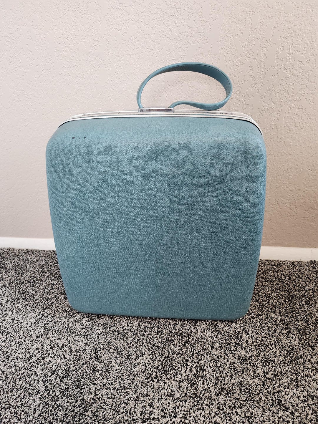 1960s Aqua Blue Square Samsonite Small Hard Side Suitcase With Carrying ...