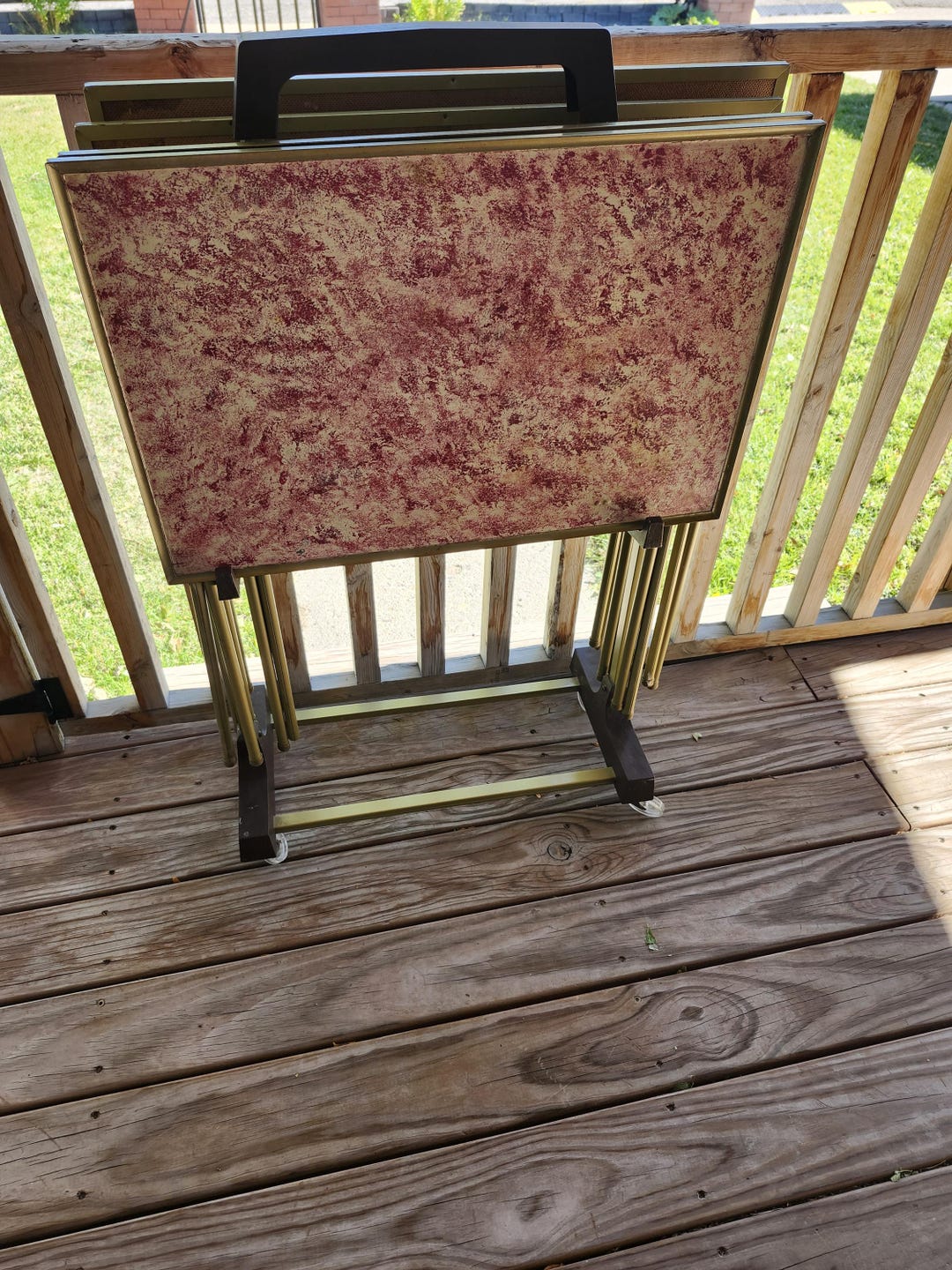 1970s-80s Set of 4 Folding TV Trays With Legs and Rolling Stand/4 TV ...