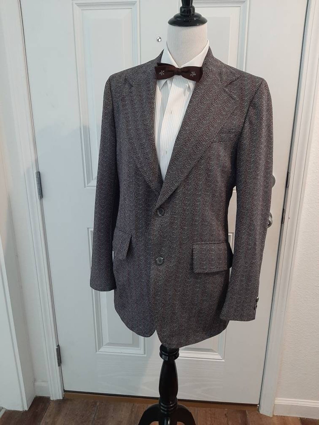 Mid Century Mens Partially Lined Keith -carlton Original Herringbone ...