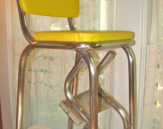 Vintage Mod Kitchen Stool With Fold-out Steps in Sunshine Yellow. 1950s ...
