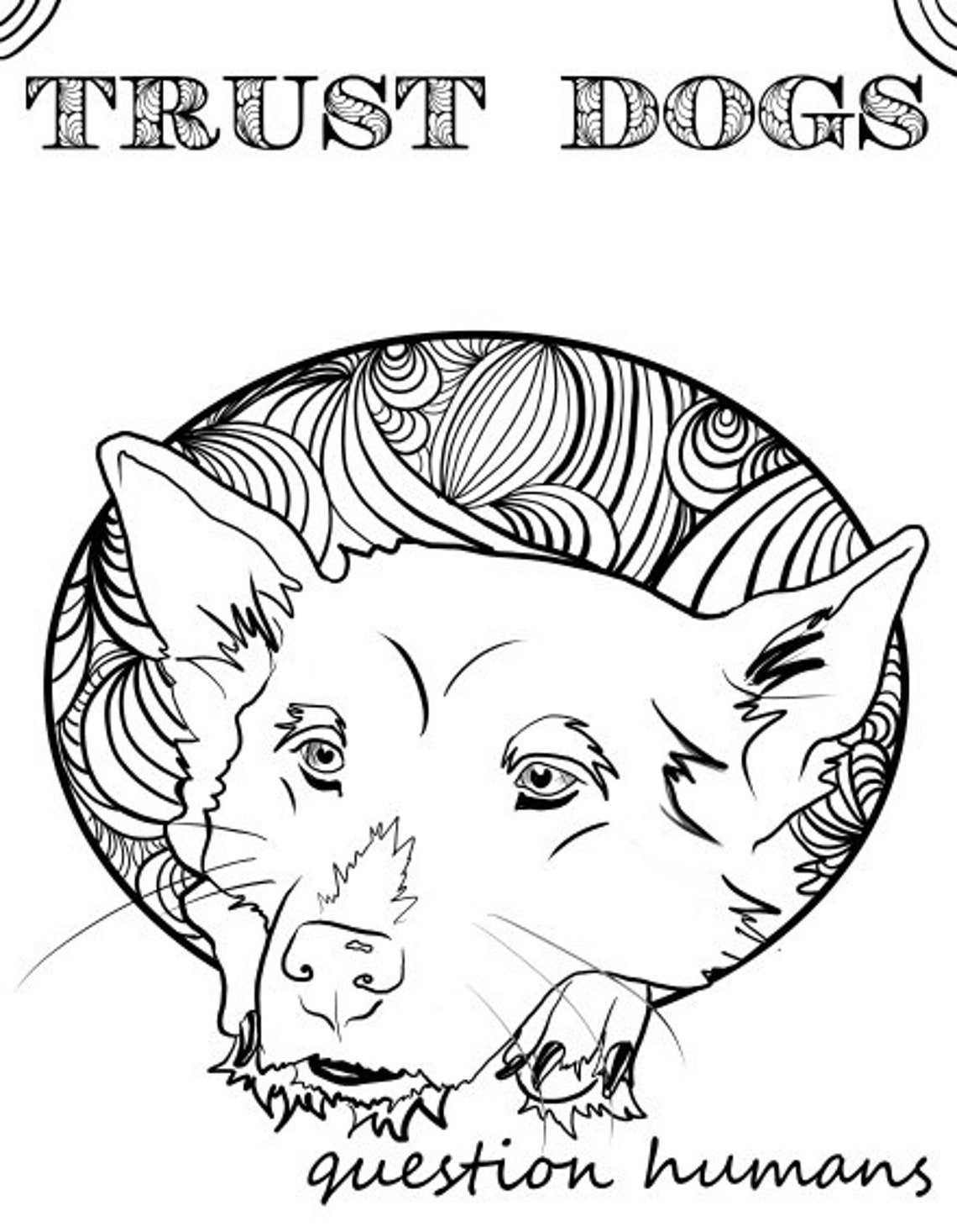 15 Page PDF Rescue Dog Coloring Page Adult Coloring Book My | Etsy