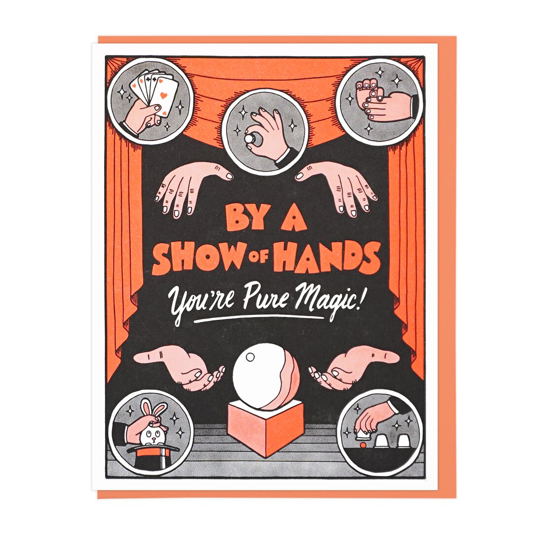 Show of Hands Magic Letterpress Card - Etsy