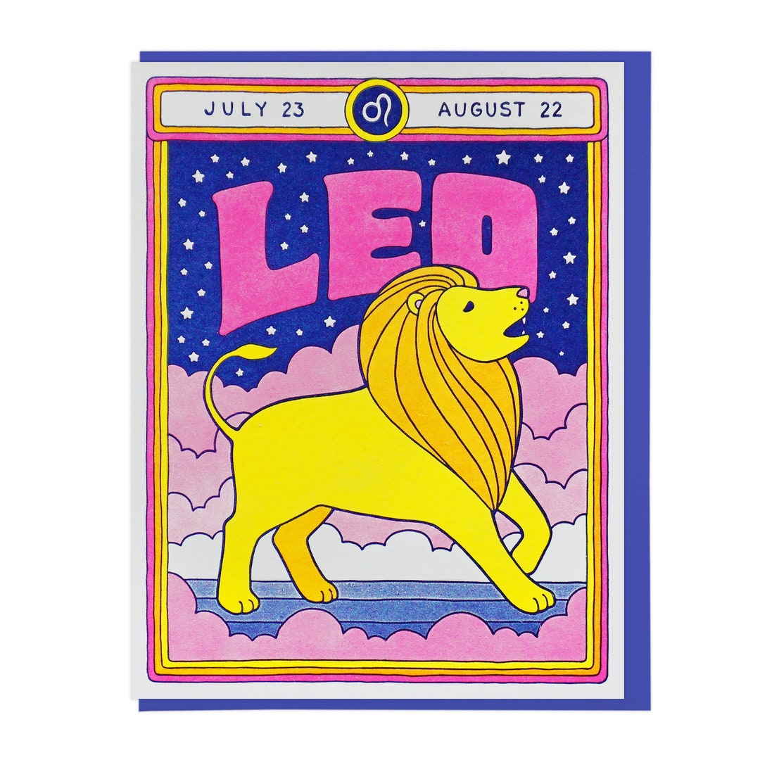 Leo Letterpress Card - Etsy