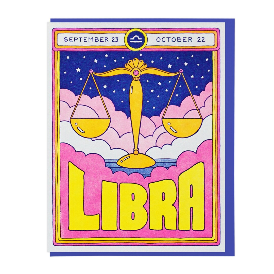 Libra Letterpress Card - Etsy