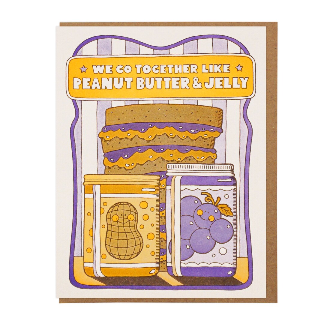 Together Like Peanut Butter & Jelly Letterpress Card - Etsy