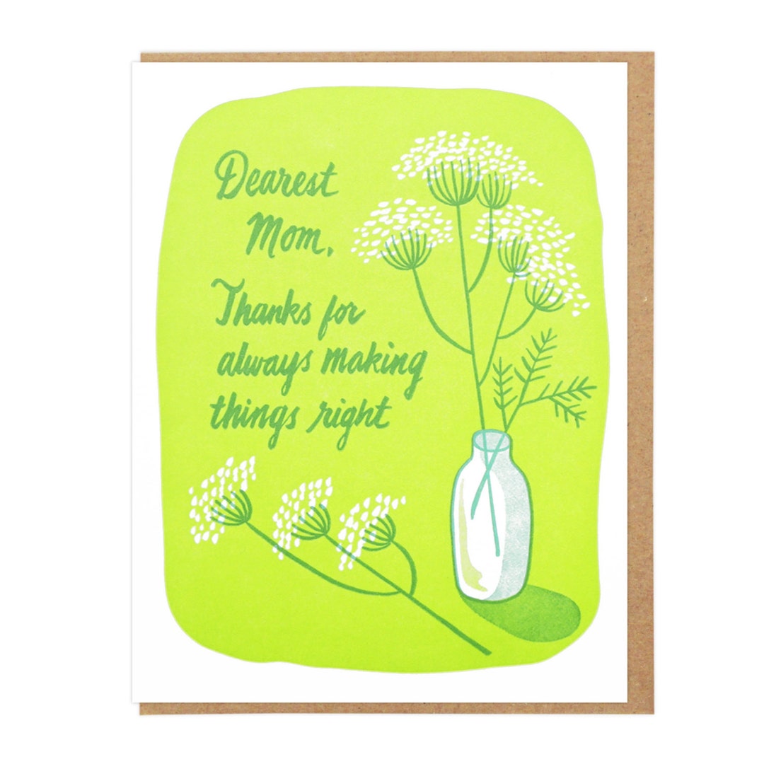 Dearest Mom Letterpress Card - Etsy