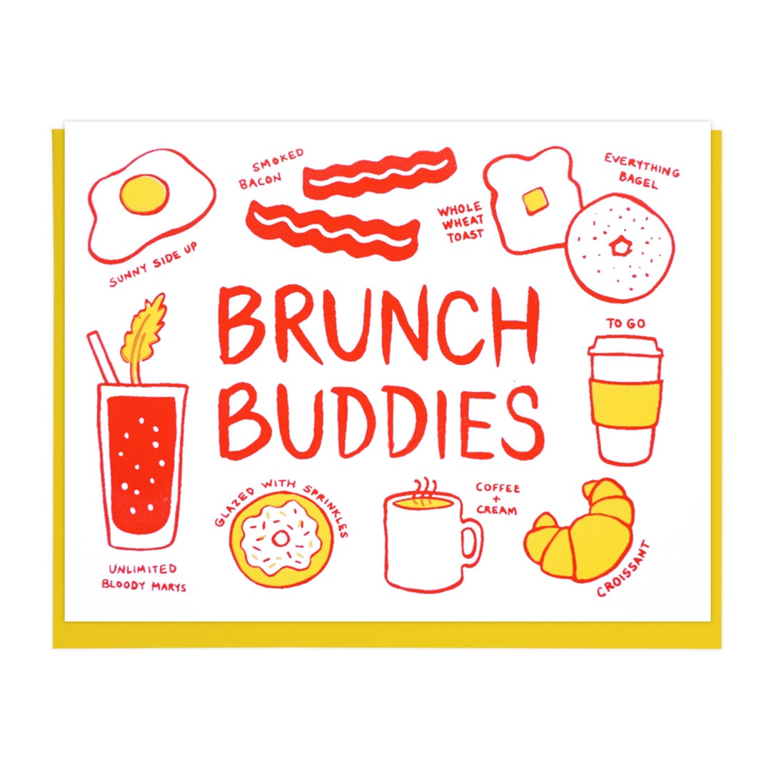 Brunch Buddies Risograph Card - Etsy