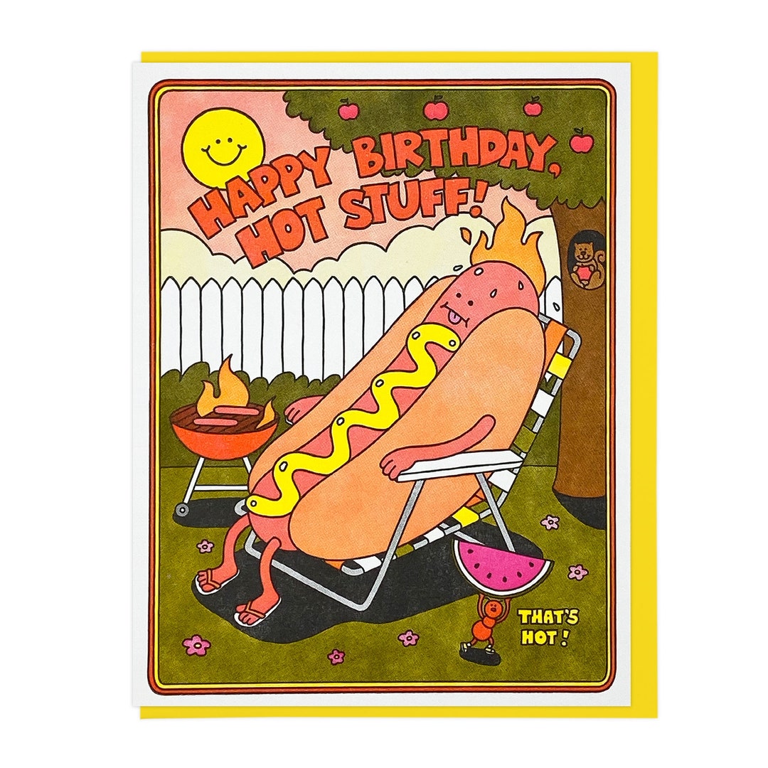 Hot Stuff Birthday Letterpress Card - Etsy