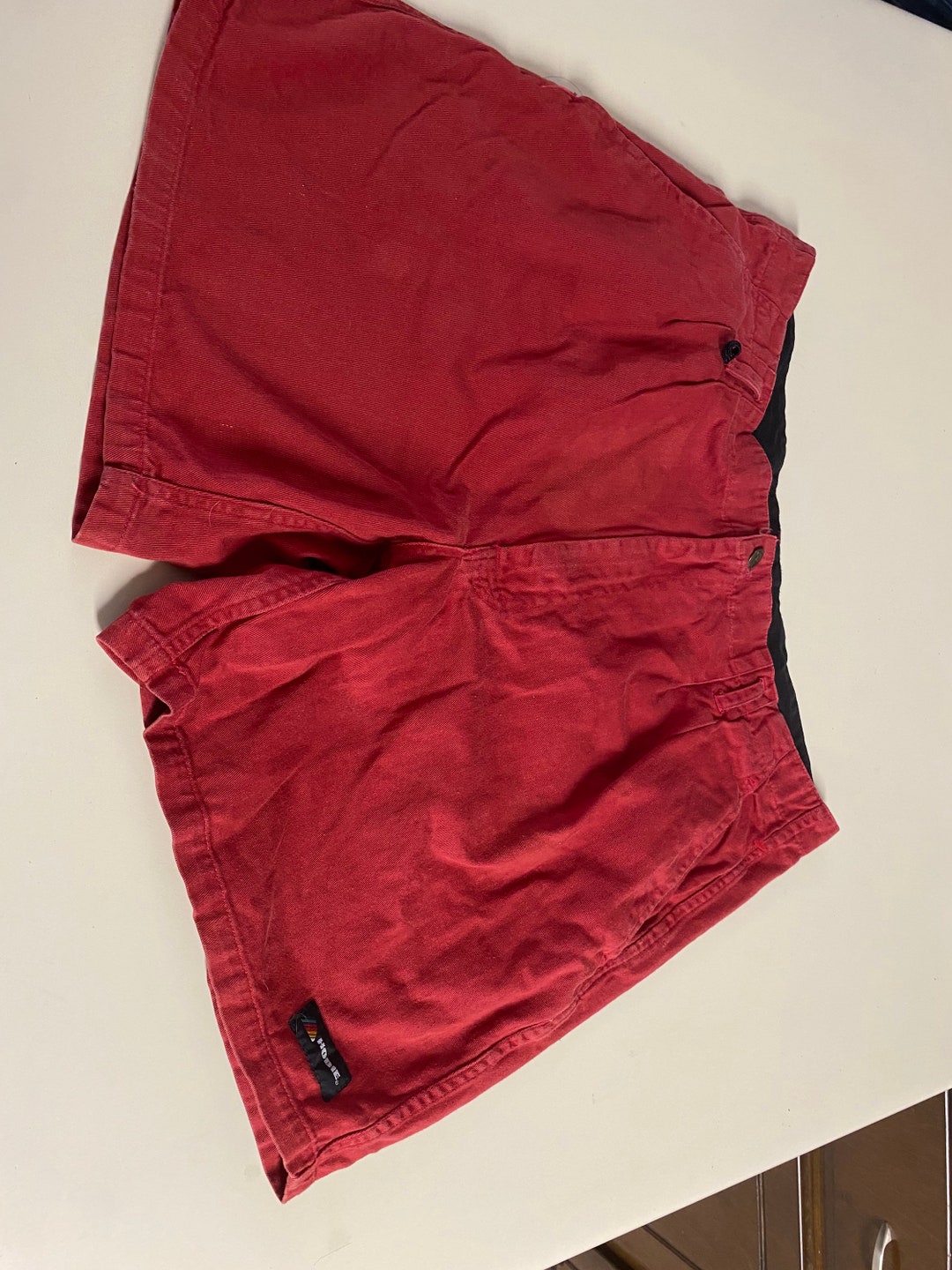 Vintage 90s Red HOBIE Shorts With Neon Logo Size 38 - Etsy