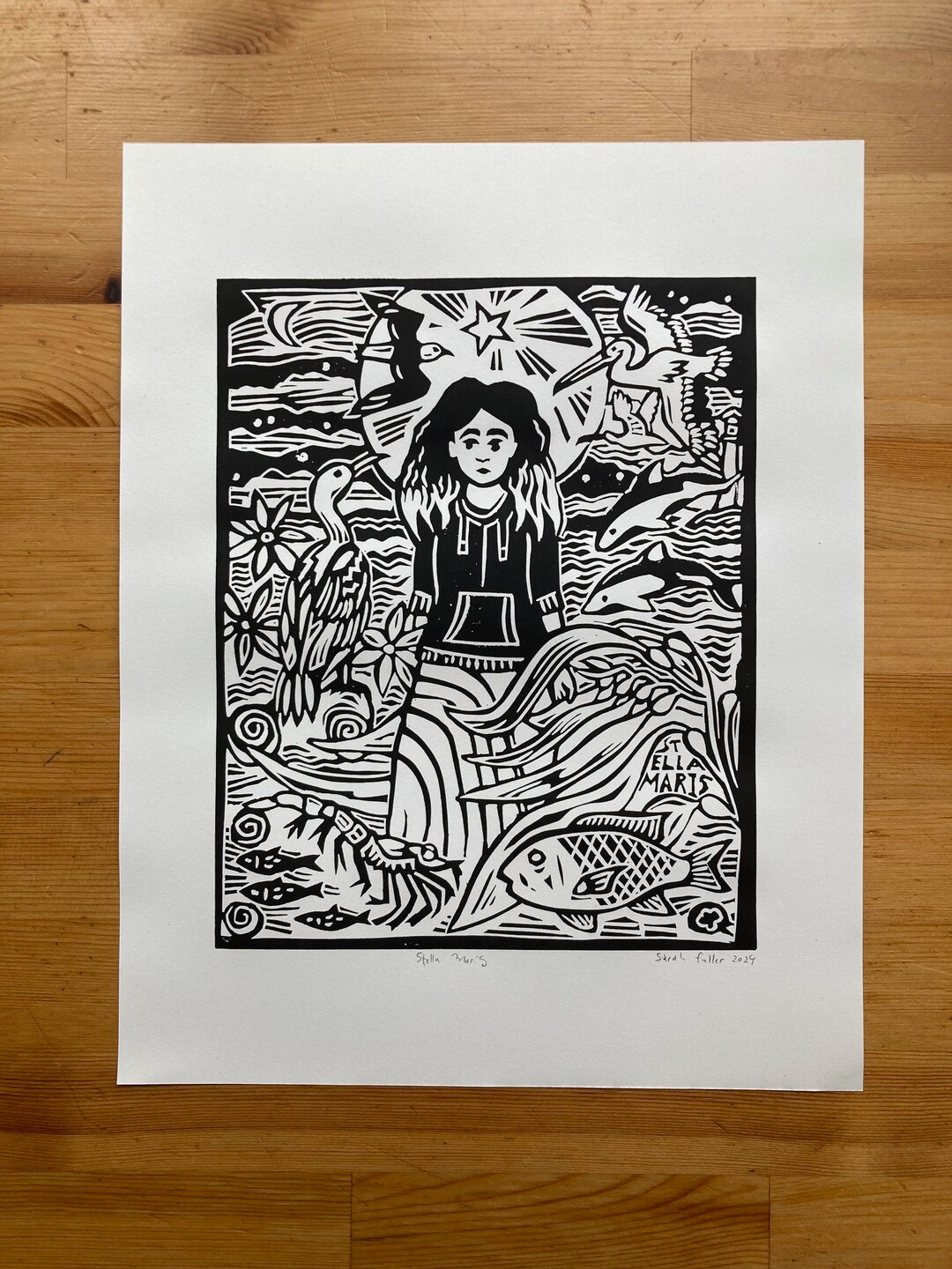 Mary Star of the Sea Original Linocut Print - Etsy