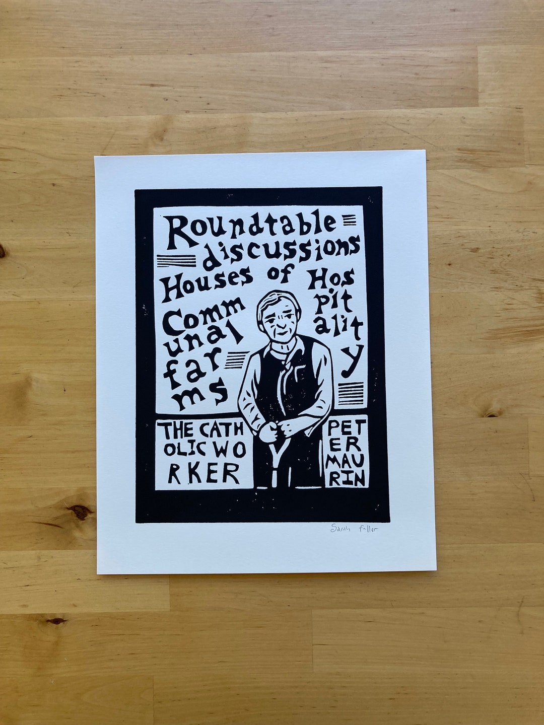 Catholic Worker Print: Peter Maurin and His Three-point Program - Etsy