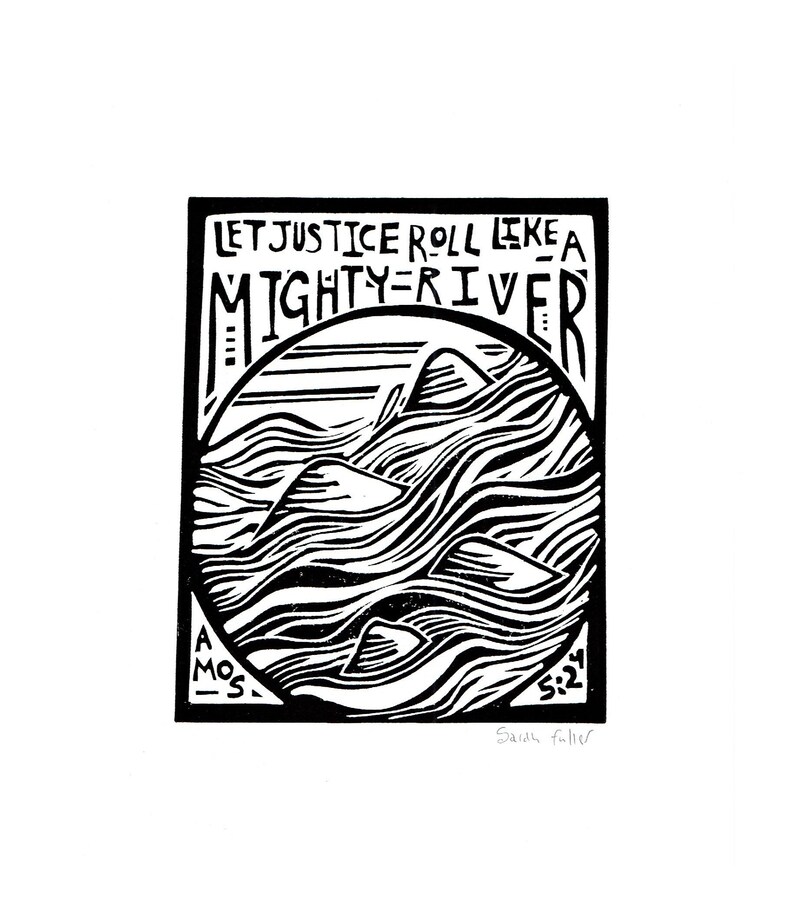Let Justice Roll Like a Mighty River Linocut Print - Etsy