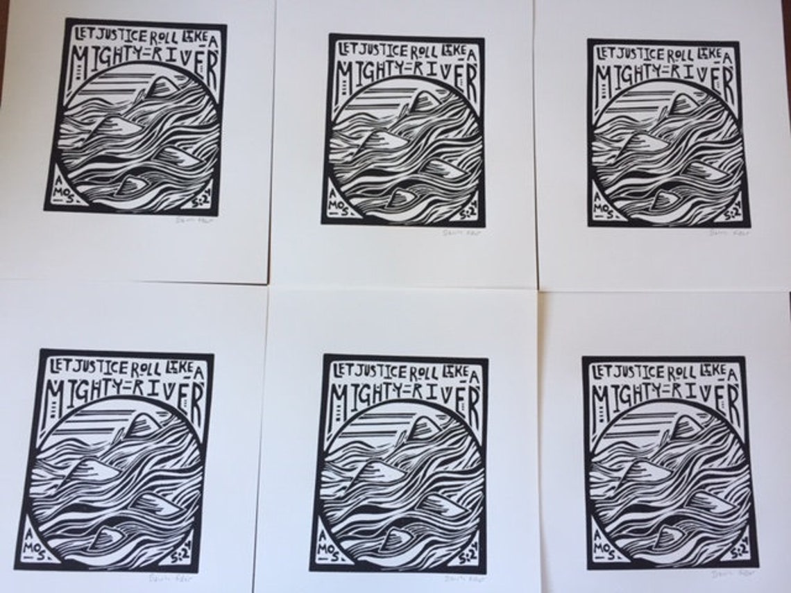 Let Justice Roll Like a Mighty River Linocut Print - Etsy