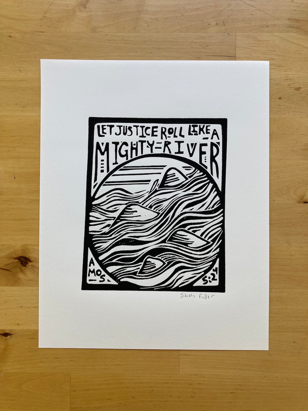 Let Justice Roll Like a Mighty River Linocut Print - Etsy
