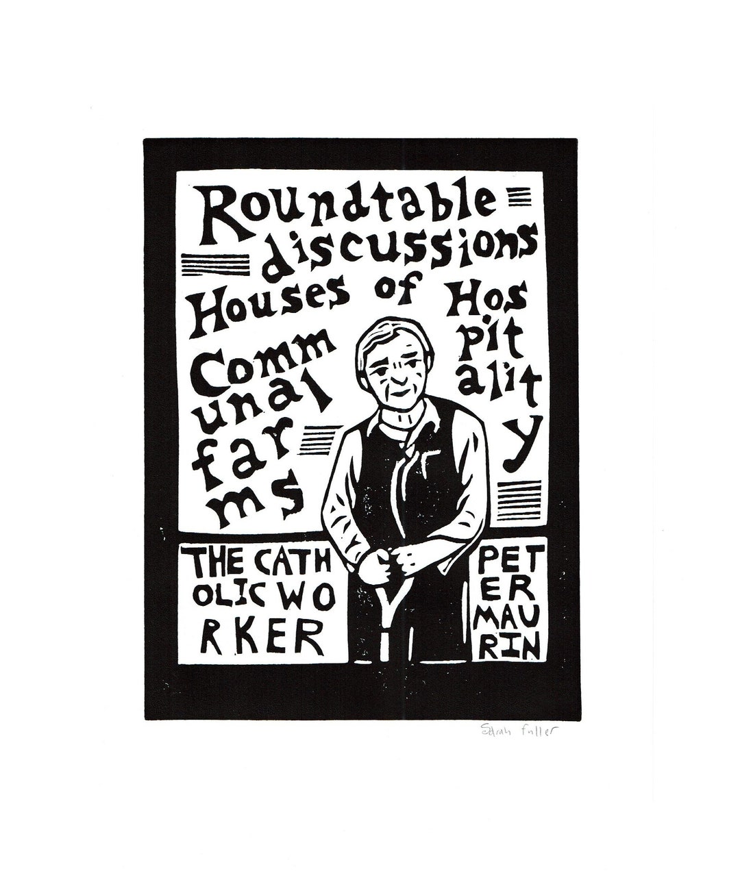 Catholic Worker Print: Peter Maurin and His Three-point - Etsy