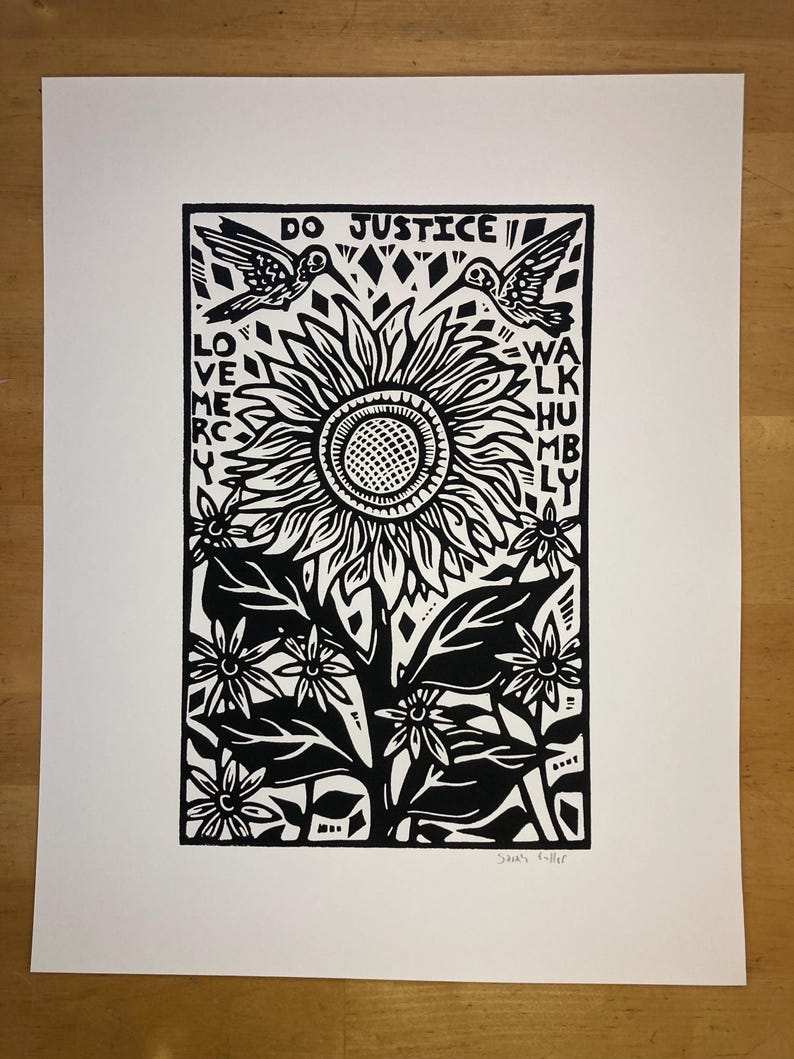 Do Justice, Walk Humbly, Love Mercy Original Linocut Print - Etsy