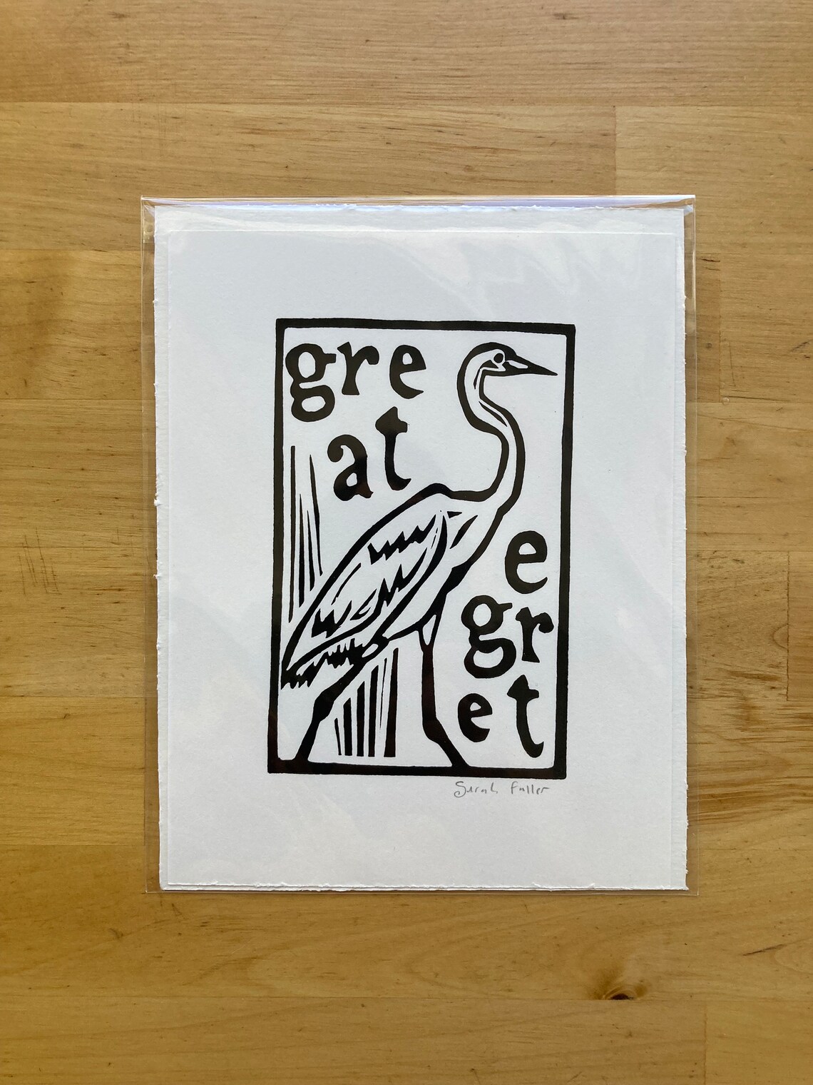 Beach Birds: Great Egret Original Linocut Print - Etsy