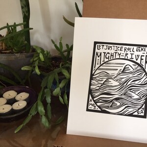Let Justice Roll Like a Mighty River Linocut Print - Etsy