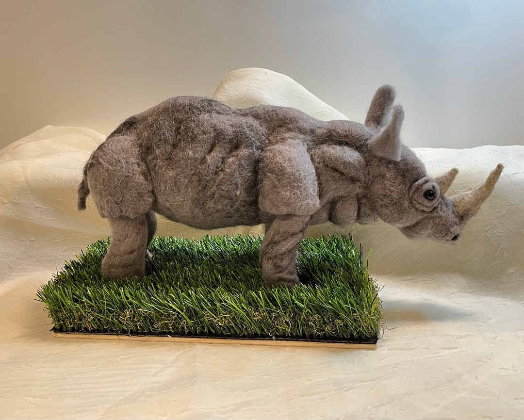 Rhino, Needle Felted, Wool Sculpted Rhino, Rhinoceros, OOAK, Handmade ...