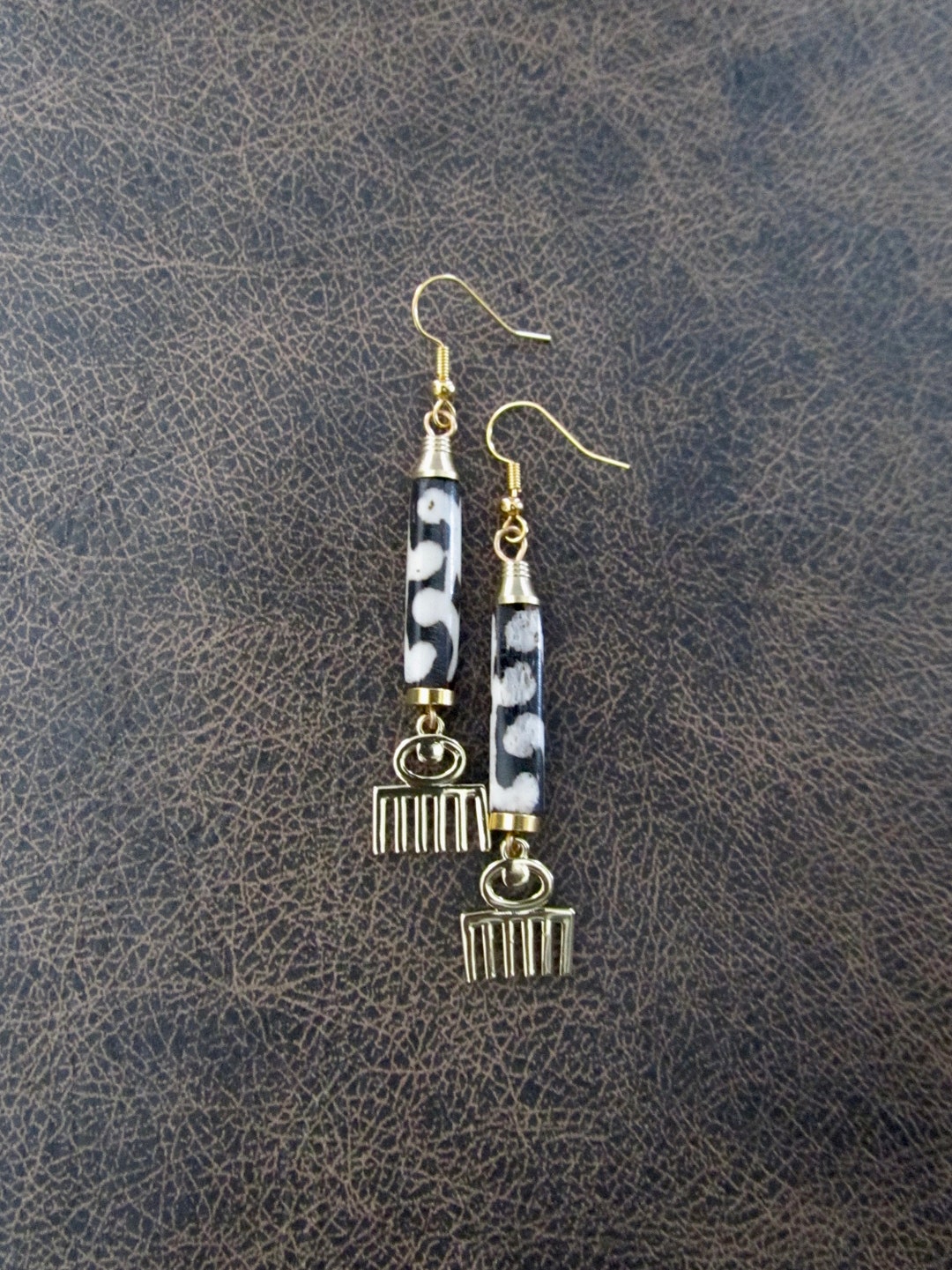 Afro Pick Earrings, Adinkra Symbol Earrings, Beauty Earrings, Batik ...