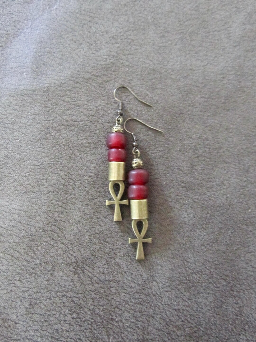 Ankh Egyptian African Earrings, Fertility Symbol, Kemetism, Red - Etsy