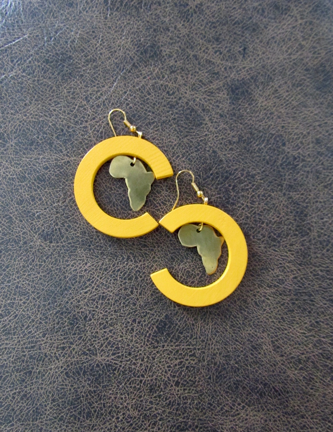Large Africa Earrings Gold and Yellow Wood Earrings Bold - Etsy