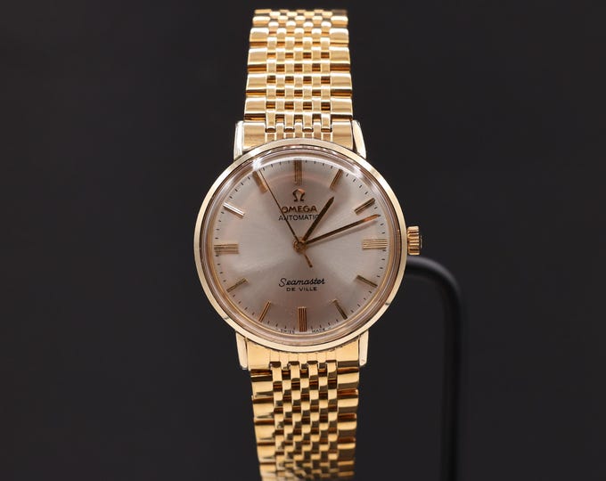 Vintage 1960s Omega Seamaster De Ville 14K Solid Gold Ring Automatic ...
