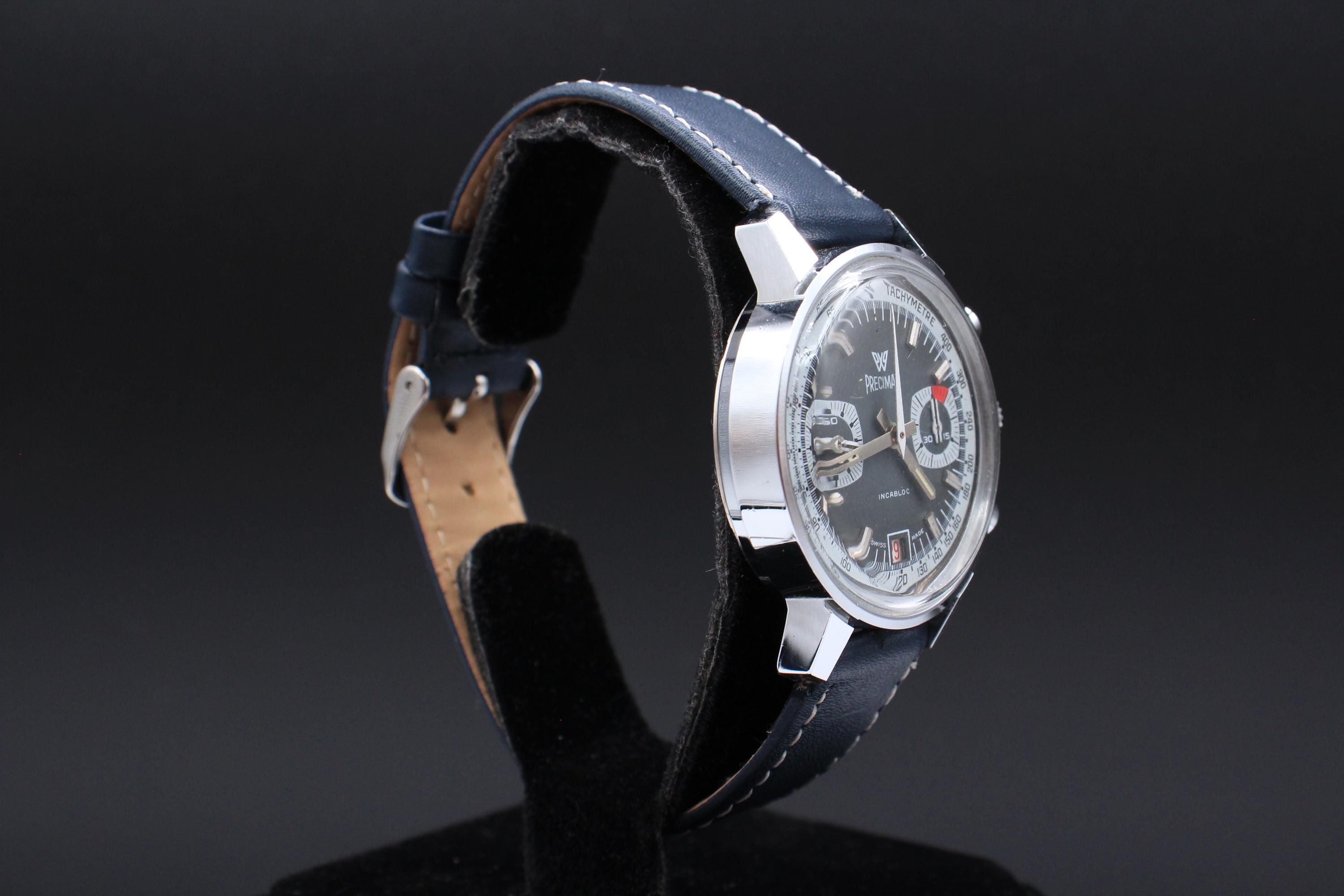 Vintage Men's Swiss Chronograph Precimax Valjoux 7734 Racing Dial ...