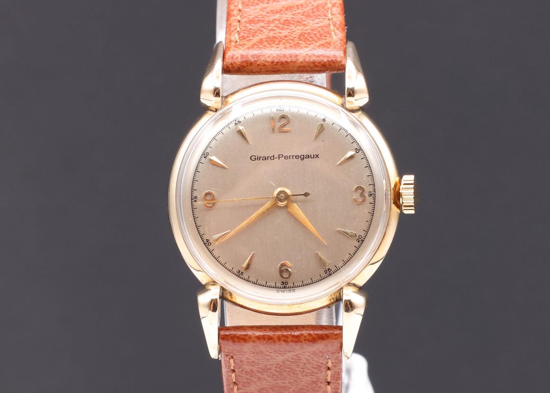 Vintage 1950 14K Solid Yellow Gold Girard Perregaux Mechanical 17jewels ...