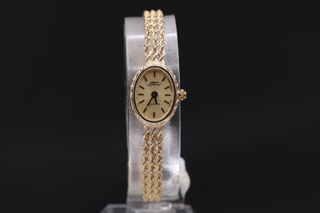 Vintage 14K Solid Gold Jacques Prevard Quartz Dress Watch With 3 Rope ...