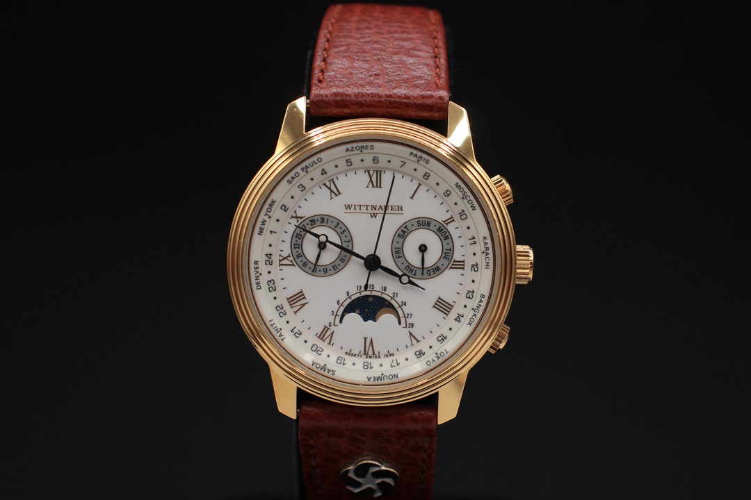 Vintage Wittnauer Moon Phase World Time Men's Quartz Swiss Watch - Etsy