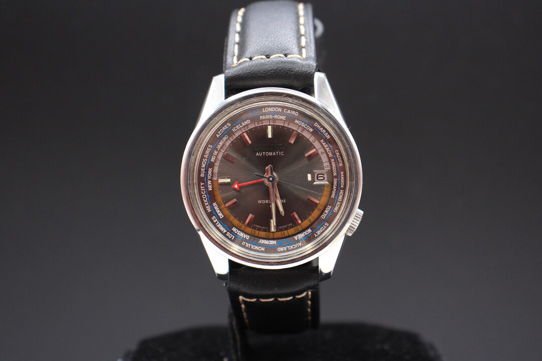 Vintage Rare Authentic Men's Seiko 6117 6010 World Time Automatic 17 ...