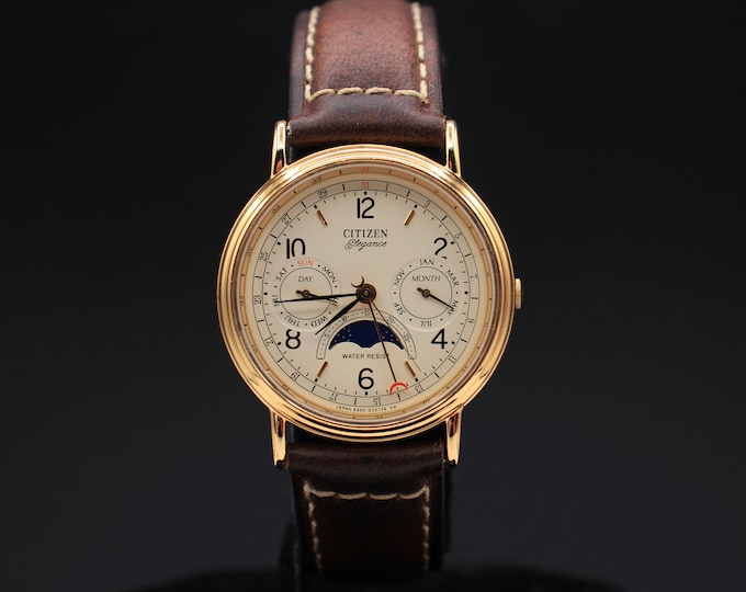 Exceptionally Rare Vintage Citizen Elegance 6350-G30241 Triple Calendar ...