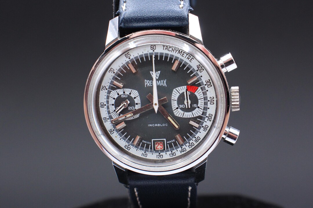 Vintage Men's Swiss Chronograph Precimax Valjoux 7734 Racing Dial ...