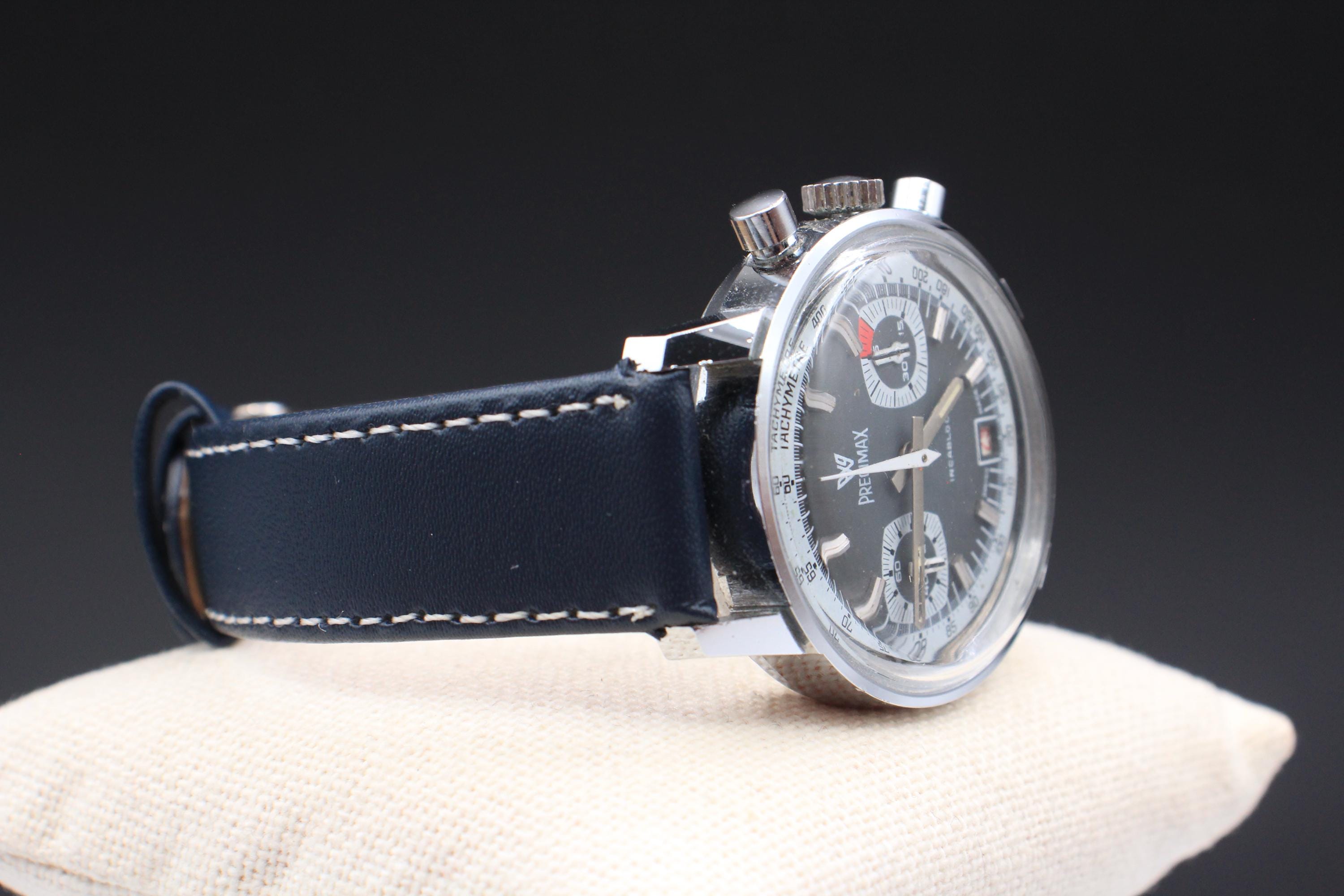Vintage Men's Swiss Chronograph Precimax Valjoux 7734 Racing Dial ...