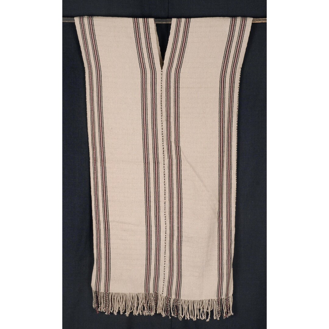 Handwoven Hmong Hemp Runner: Beige Stripe, Tribal Textile - Etsy