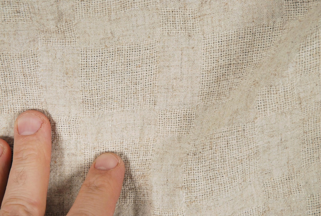 Rustiek ongebleekt katoen, linnen, neutrale stofkleur ramee, beige ...