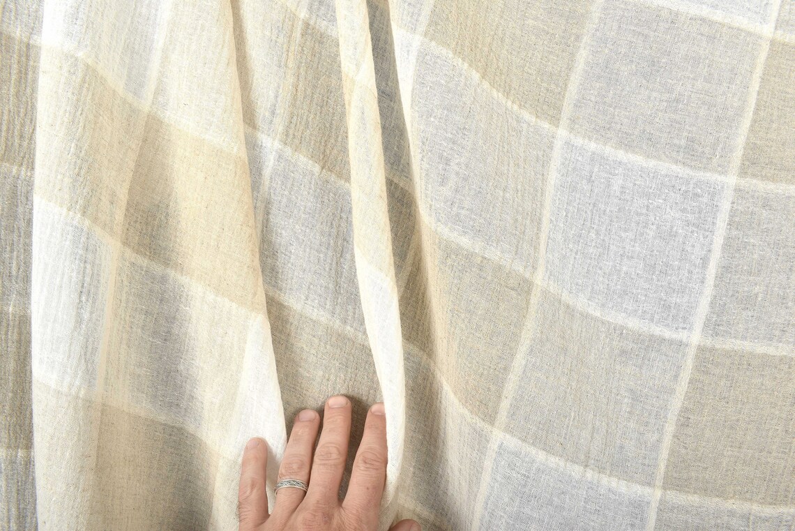 Delicate Neutral Beige Tan White Checkerboard Linen Cotton - Etsy