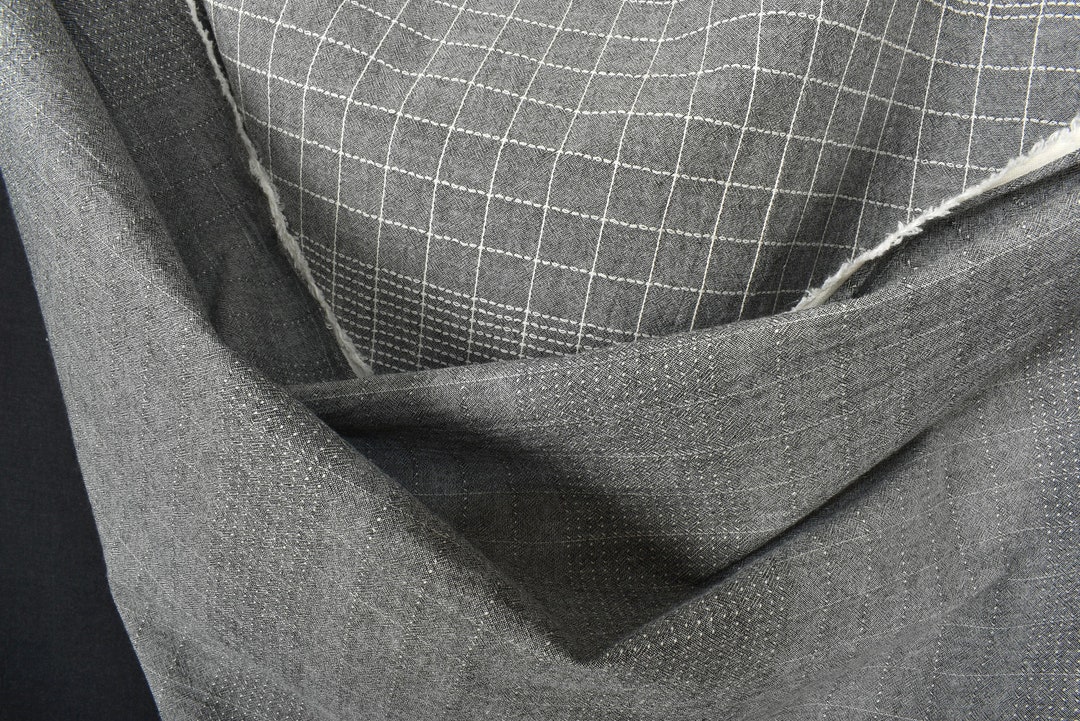 Gray White Cross-hatch Embroidered Fabric, Thailand Woven - Etsy