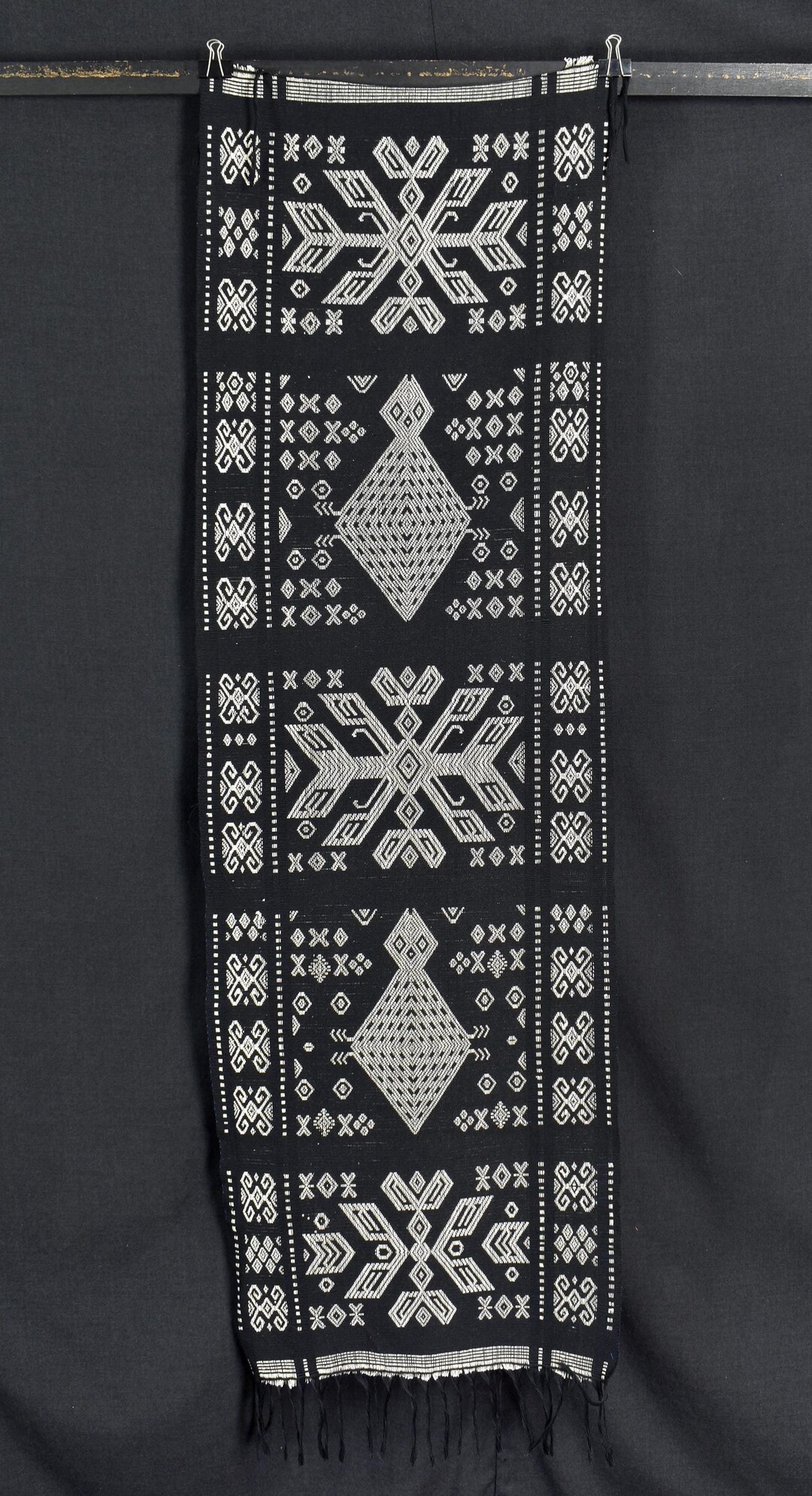 Handwoven Sumba Textile Runner, Pahikung Black White Cotton Tapestry - Etsy